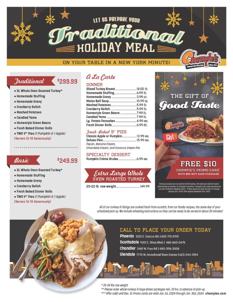 Christmas Menu - Chompie's Traditional Holiday Meal