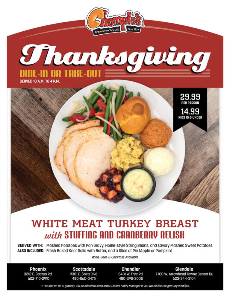 Thanksgiving Menu | Chompie's Catering Traditional Thanksgiving Meal